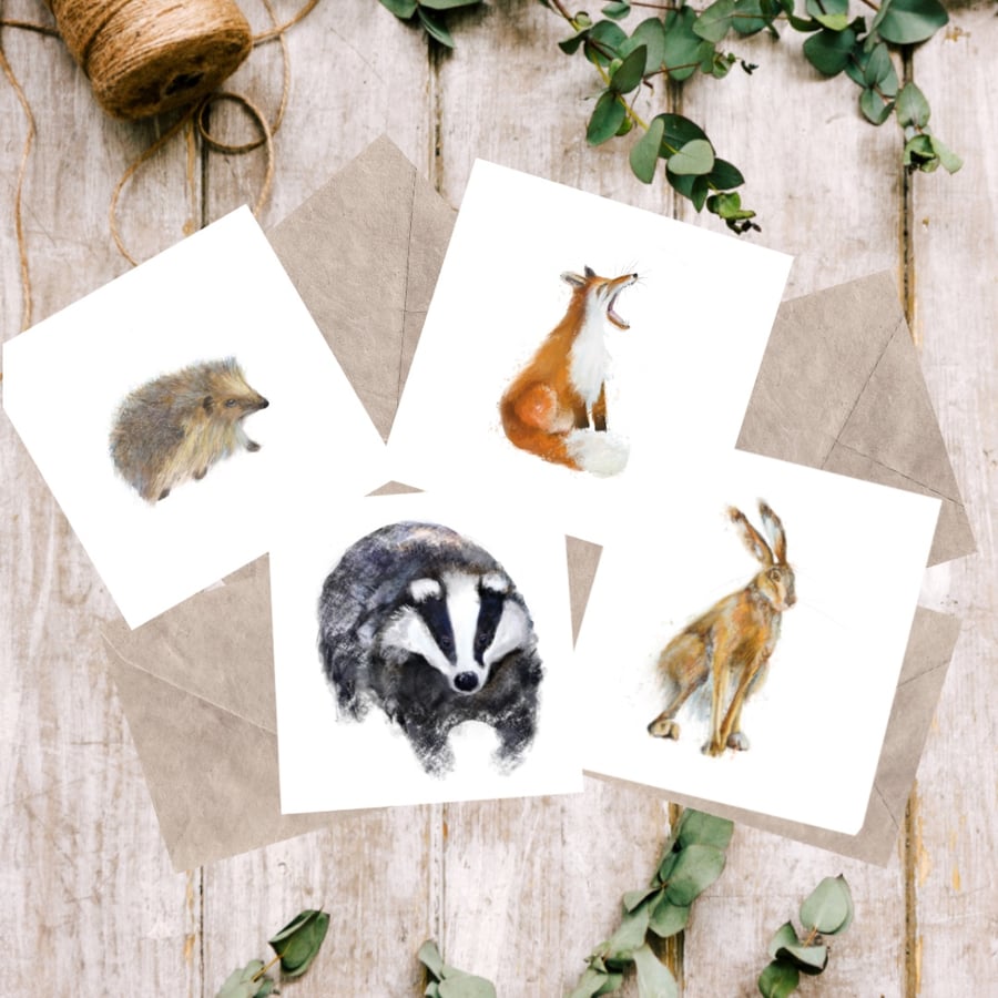 Animal Greetings Card Pack - Animal prints - Folksy