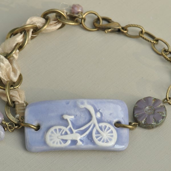 Handmade Lilac Ceramic Bicycle Bar with Sari Si... - Folksy