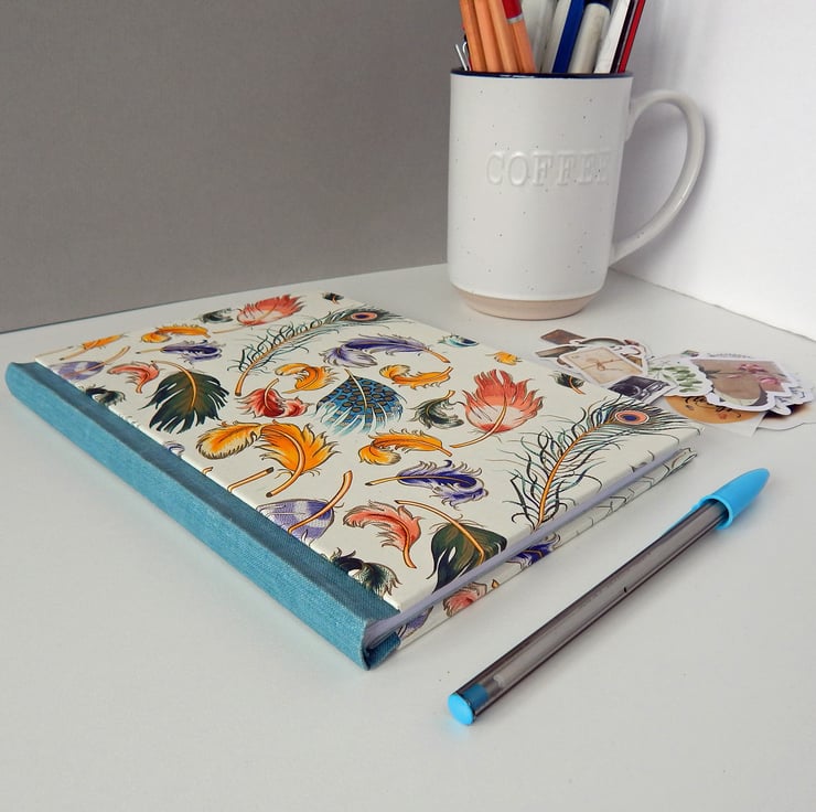 Feathers Journal, A5 with upcycled pages. Hard ... - Folksy