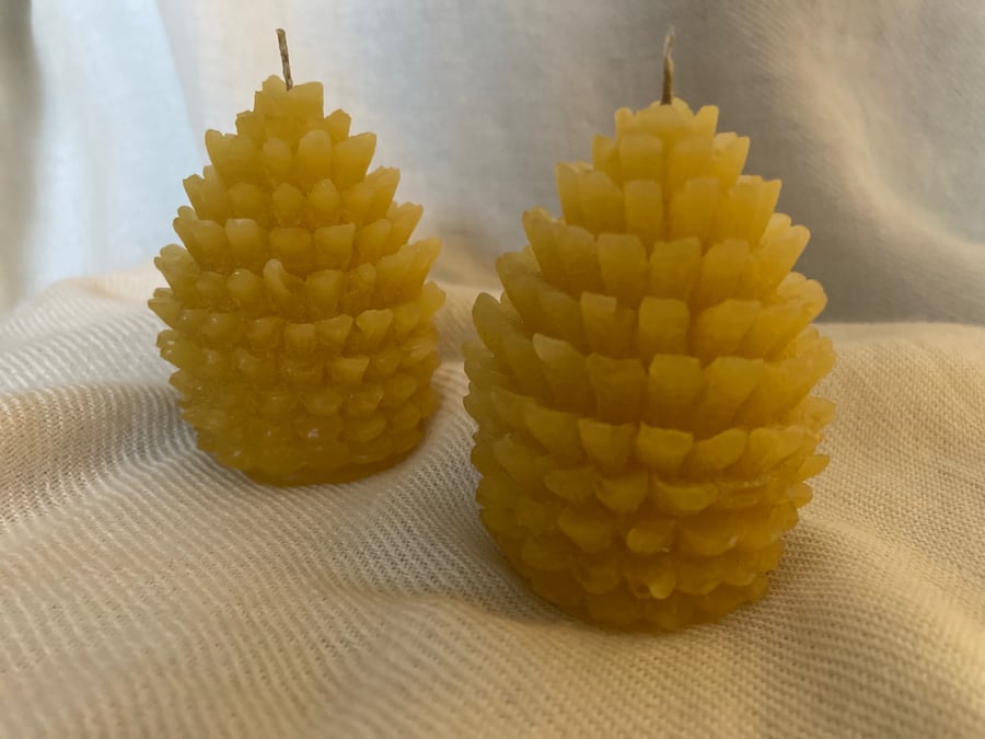 Beeswax Organic Pine Cone Shaped Candle - Folksy
