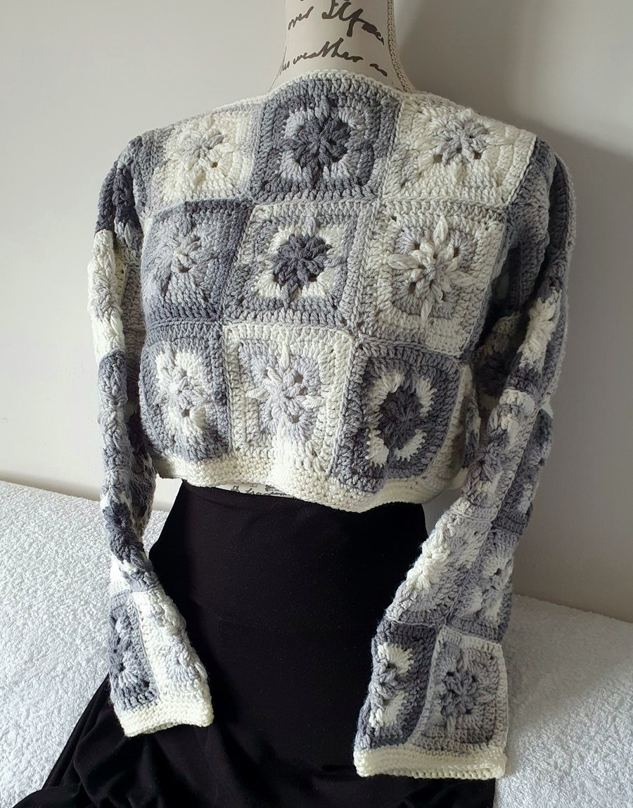 Granny square crop crochet jumper. - Folksy