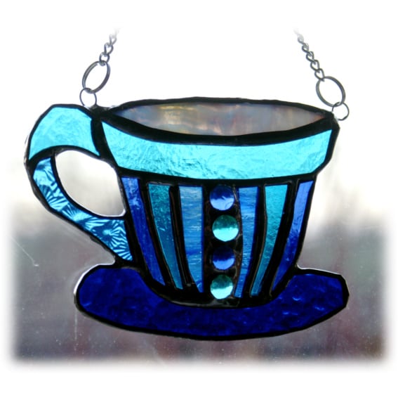 Teacup Stained Glass Suncatcher - Folksy