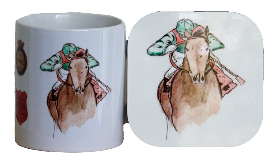 Horse Racing Mug and Coaster Gift Set from orig... - Folksy