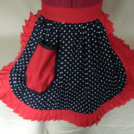 Vintage 50s Style Half Apron Pinny - Black &... - Folksy