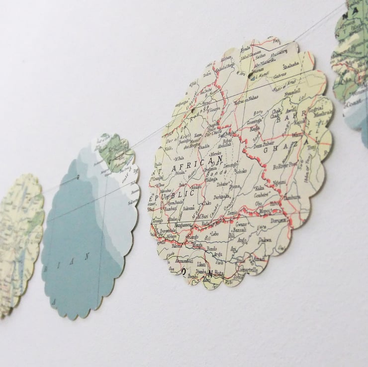 Map Bunting - vintage map bunting - paper bunti... - Folksy