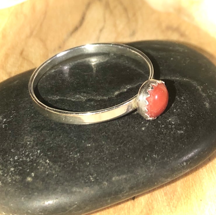 Mediterranean Red Coral Sterling Silver ring uk... - Folksy