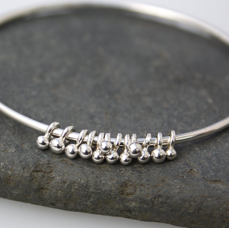 Sterling silver charm bangle - Folksy