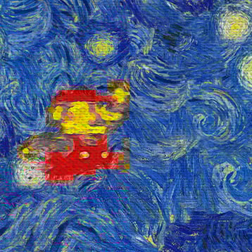 Super Mario Van Gogh Starry Night style art print - Folksy