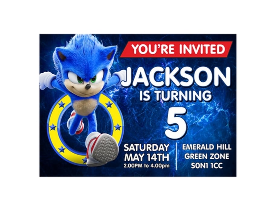 Custom Sonic the Hedgehog Style Invitations - Folksy