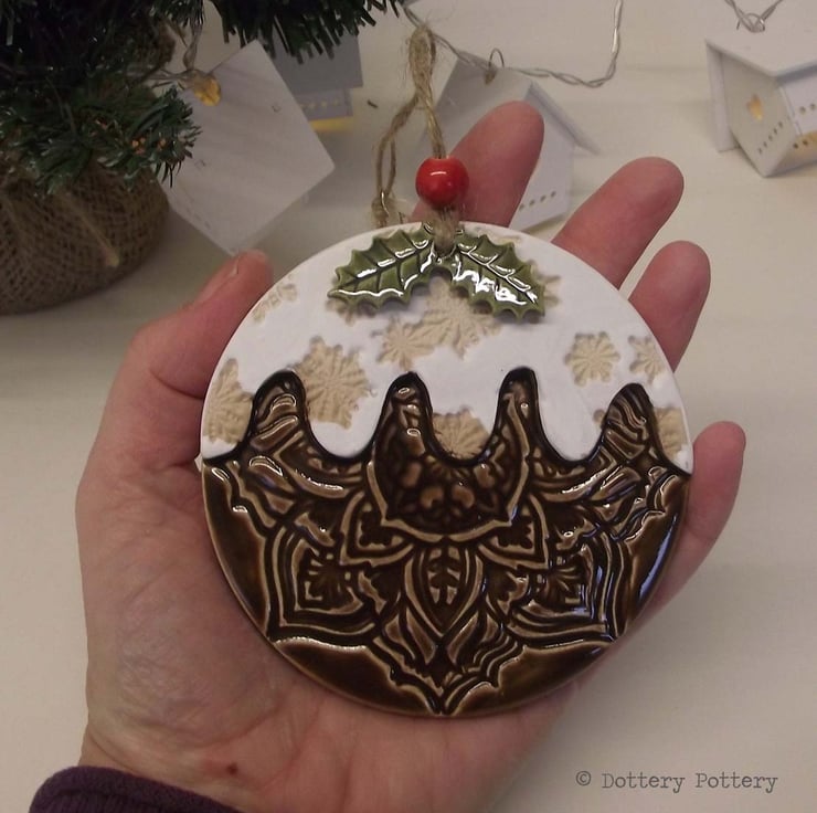 Ceramic Christmas pudding decoration Xmas decor... - Folksy