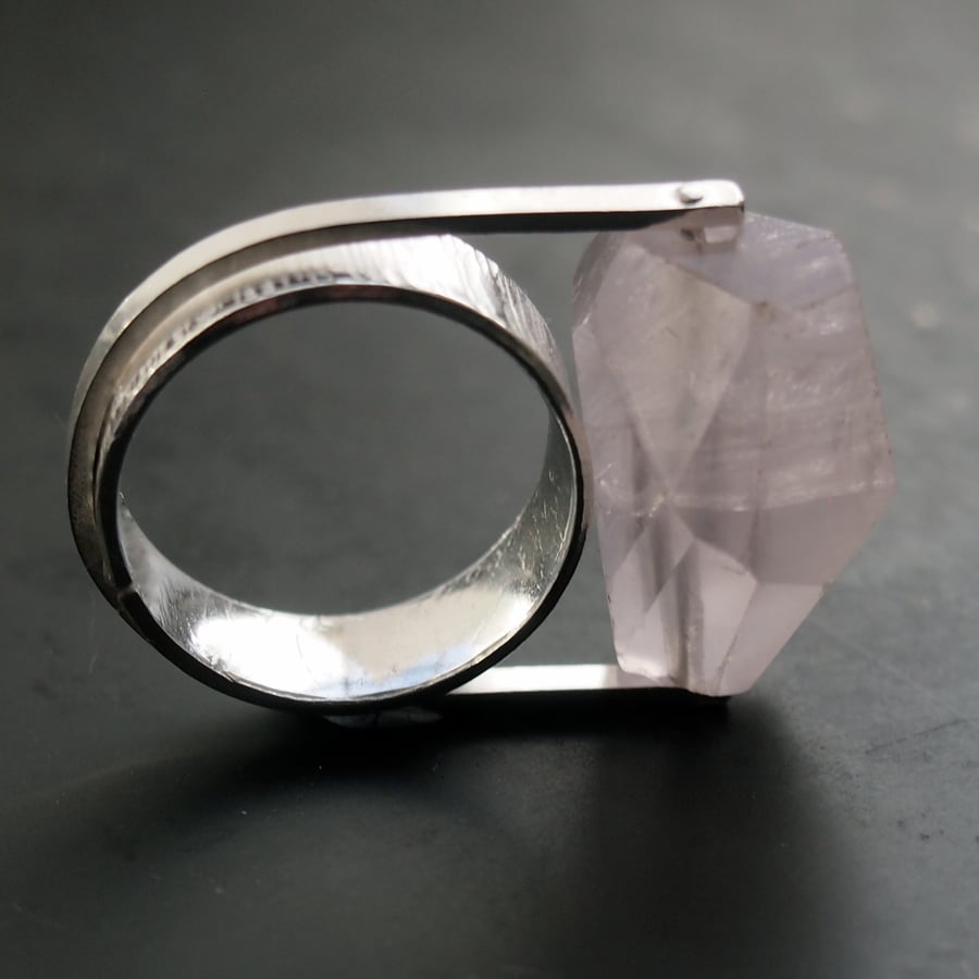 Rose Quartz Rock Ring - Folksy