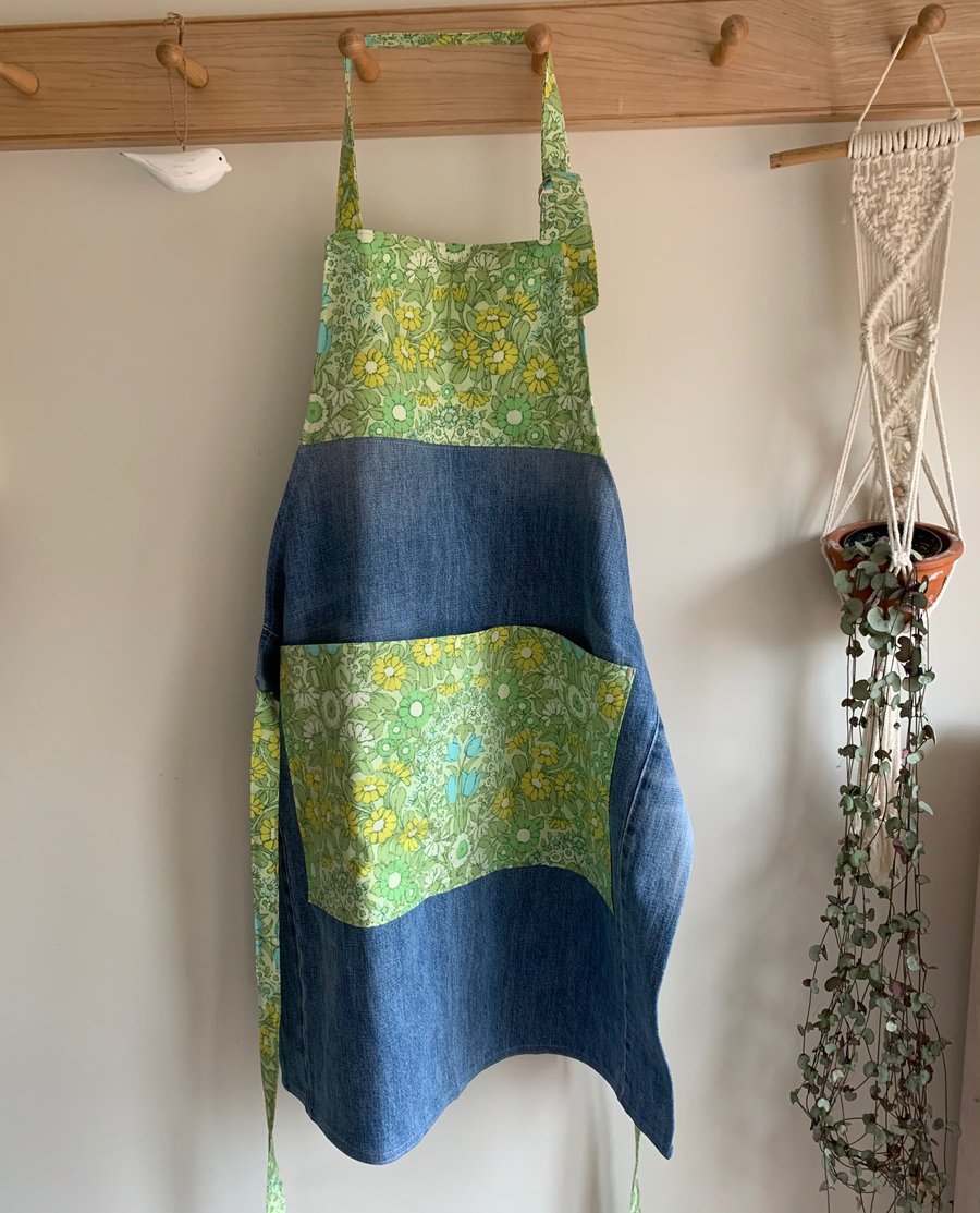 Daisy Chain and reclaimed denim apron - Folksy