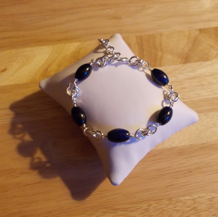 Blue Tiger's Eye chainmaille bracelet - Folksy