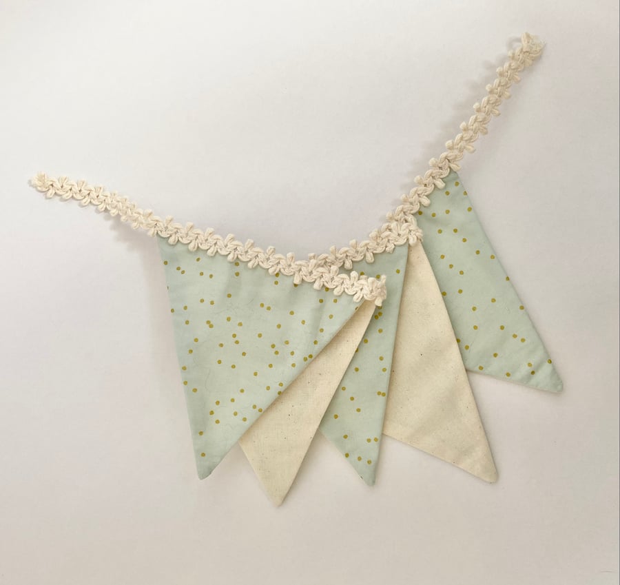 Mint and gold triangular bunting - Folksy