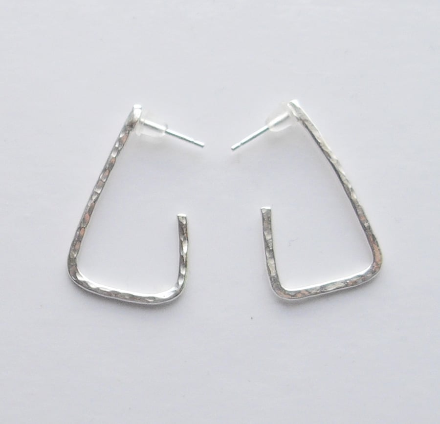 Textured Sterling Silver Triangle Earrings - Folksy