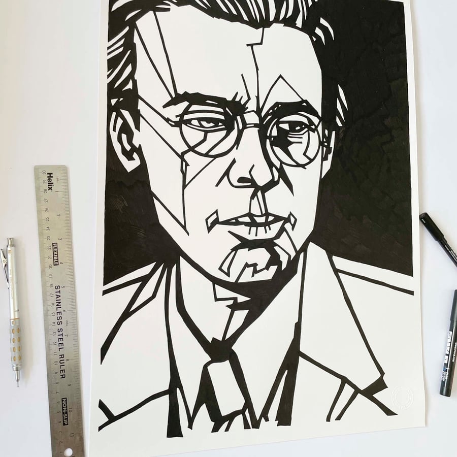 ALDOUS HUXLEY original ink drawing, Large scale... - Folksy