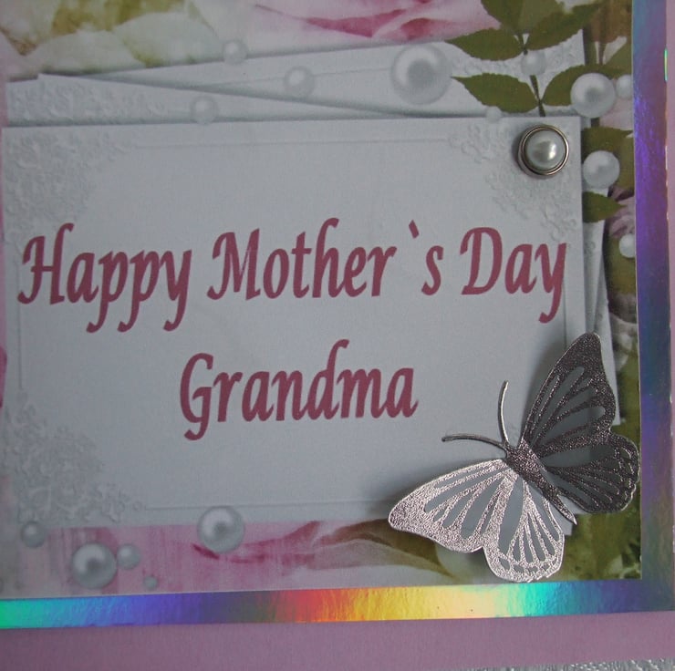 Handmade Mother's Day Card, Grandma's Roses - Folksy