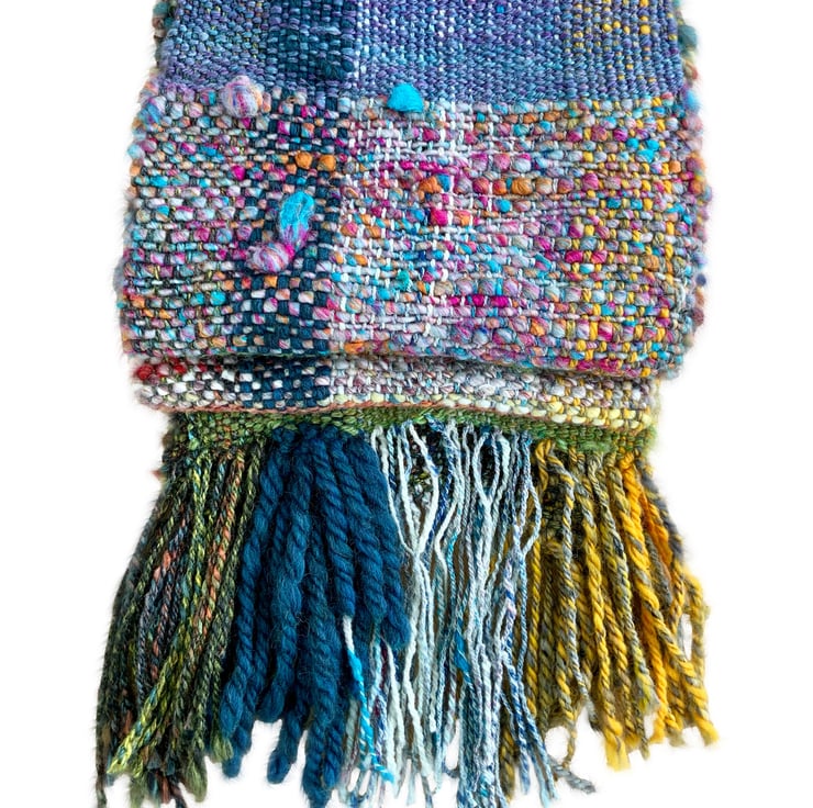 Scarf. Hand spun and woven. OOAK. Art yarn scarf. - Folksy