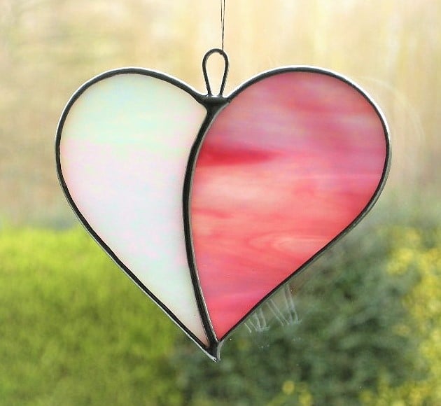 Stained Glass Love Heart "When Two Hearts ... - Folksy