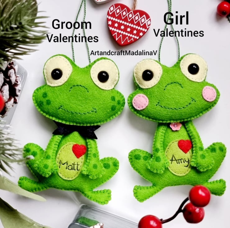 Frog, Personalised Frog felt hanging decoration... - Folksy