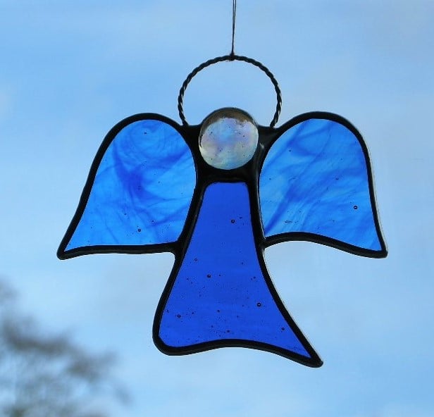 Stained glass (Angel) abstract in blue and blue... - Folksy