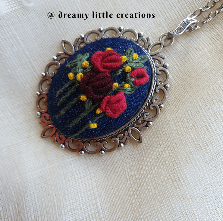 Bullion roses necklace;red rose necklace - Folksy