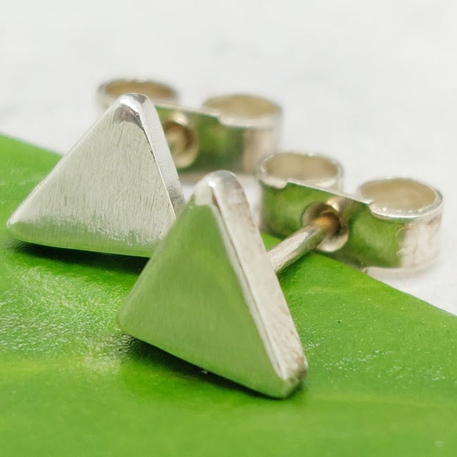 Sterling Silver Triangle Stud Earrings - Folksy