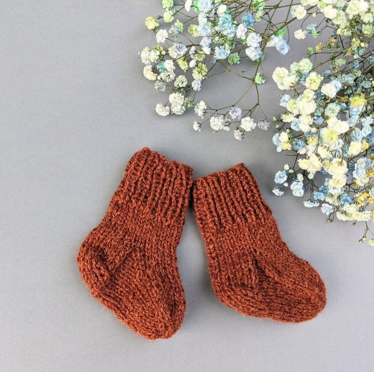 Hand knit baby wool socks newborn socks wool sh... - Folksy
