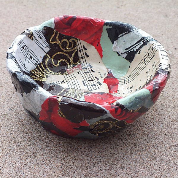 Funky Ceramic Bowl With Decoupage - Folksy