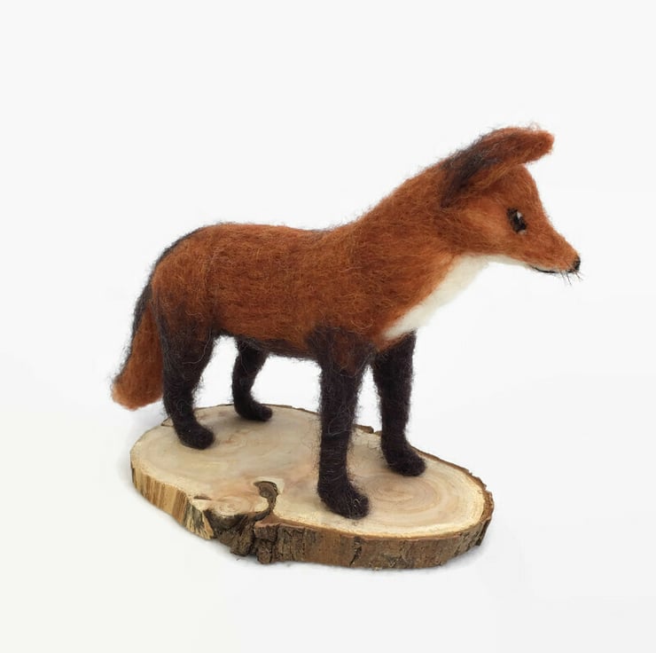 Standing fox, needle felted woollen sculpture - Folksy