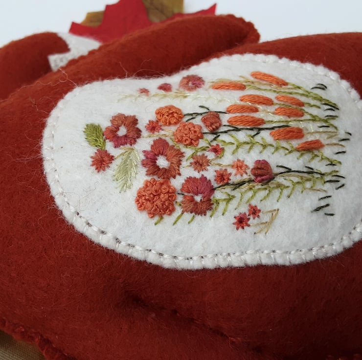 Woodland Fox, hand embroidered felt fox, fox ha... - Folksy
