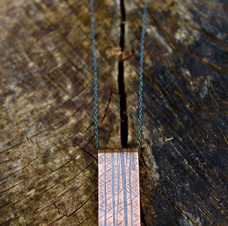 copper drop pendant, botanical copper necklace,... - Folksy