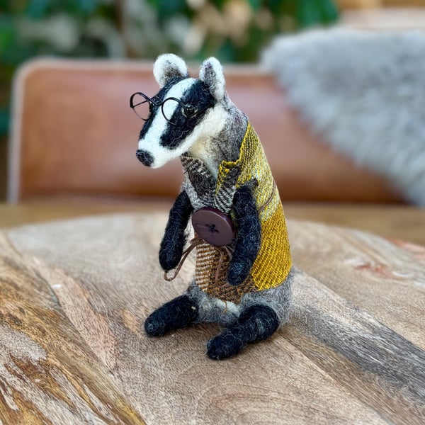 Needle felt handmade badger in rustic coat and ... - Folksy