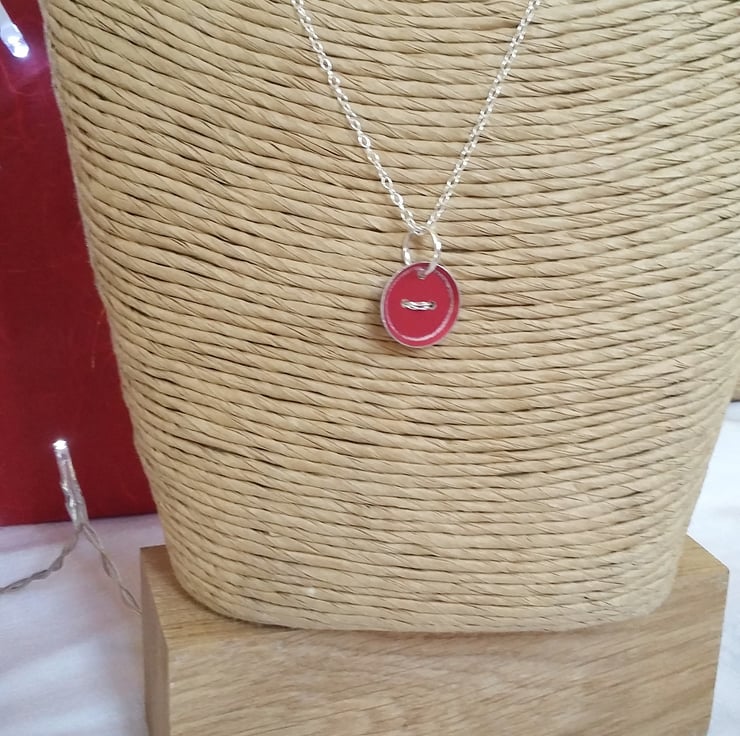 Red Button Aluminium Pendant with Sterling Silv... - Folksy