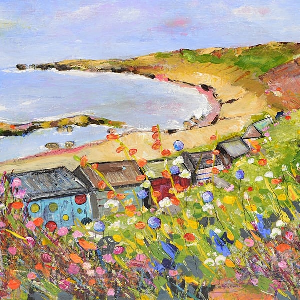 A Painting of Beach Huts, Hopeman, Moray. Scotl... - Folksy