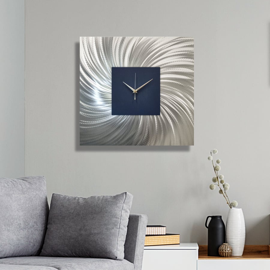 Navy Blue Wall Clock, Large Clock, Modern Clock... - Folksy