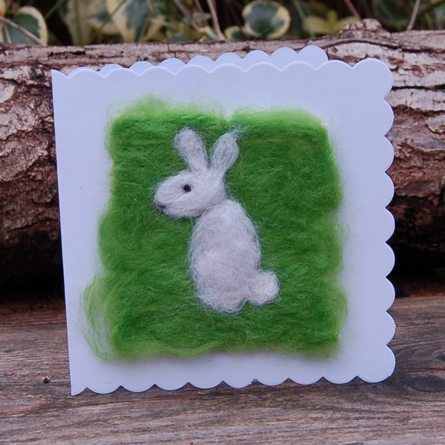 Needle Felt White rabbit wool card. Blank Gr... - Folksy