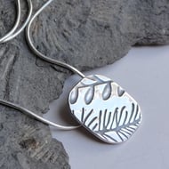 Silver leaf pattern necklace - Folksy