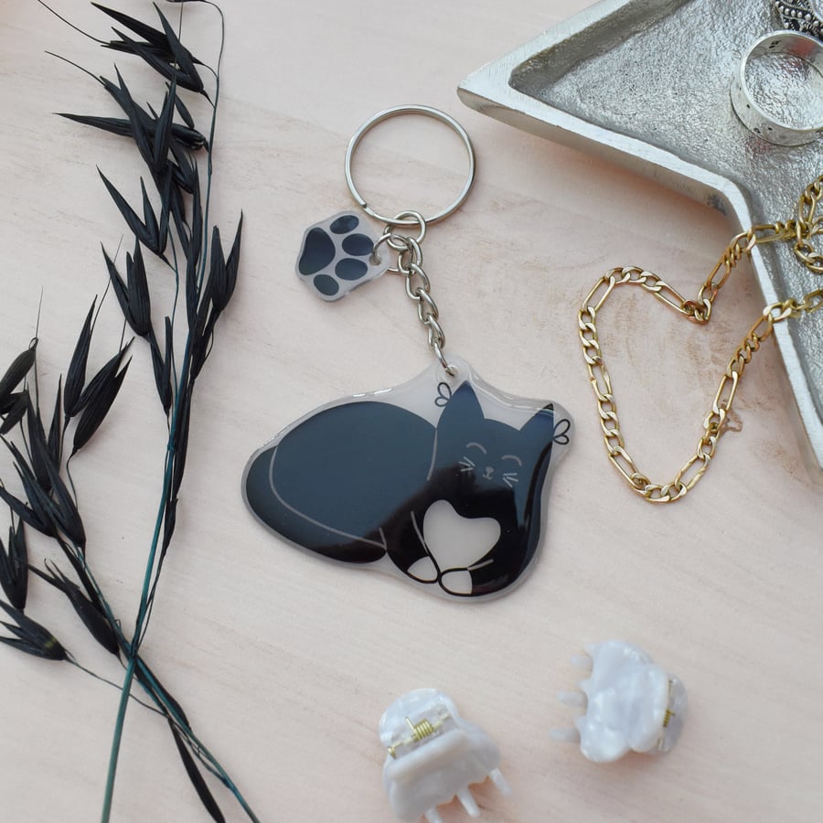 Tuxedo Cat Keyring or Magnet, Black Cat Keyring... - Folksy