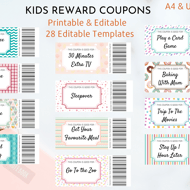 Printable Kids Reward Coupons, Editable Reward... - Folksy
