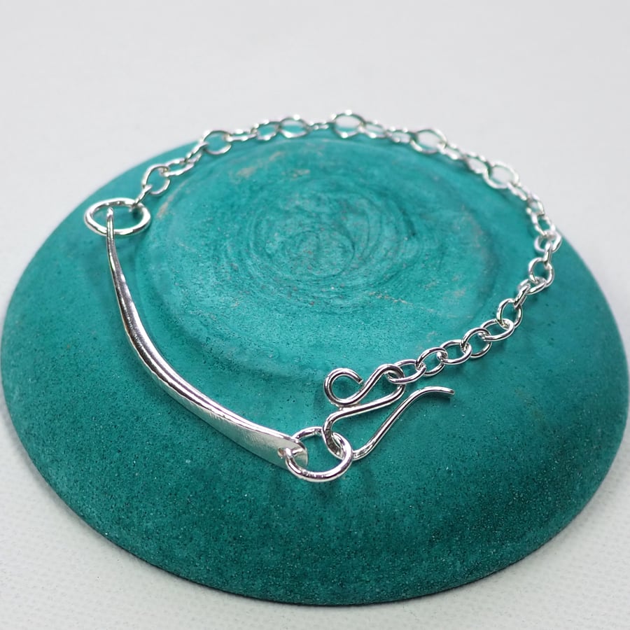 Bracelet Forged Silver Rod and Chain Bracelet H... - Folksy