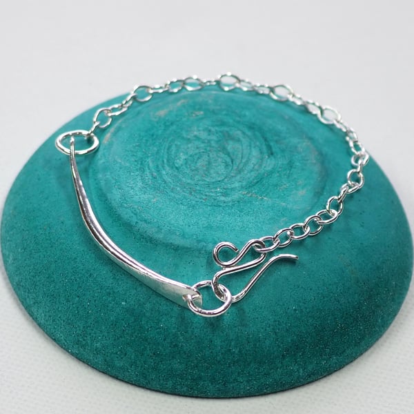 Bracelet Forged Silver Rod and Chain Bracelet H... - Folksy