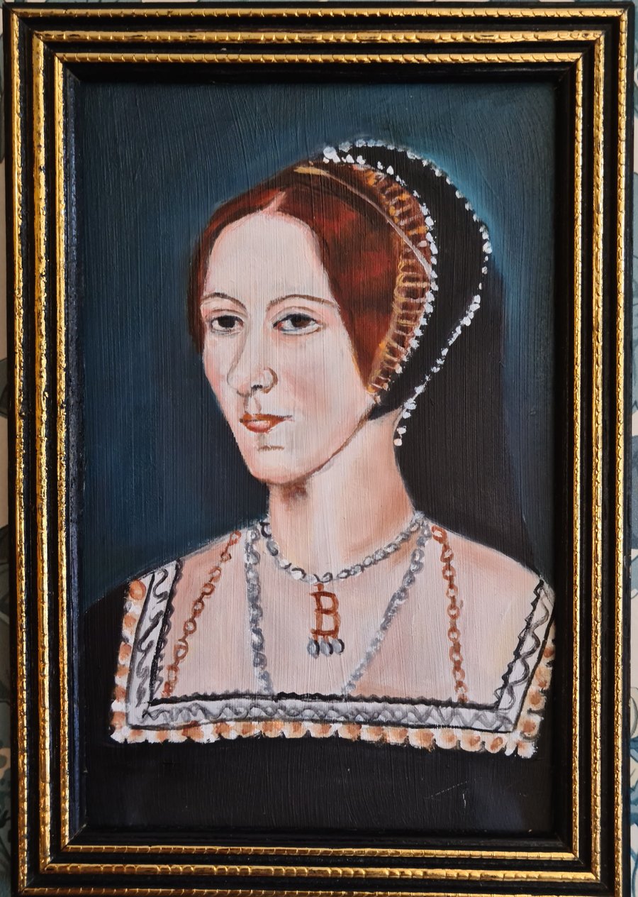 Small original portrait oil painting of Anne Bo... - Folksy