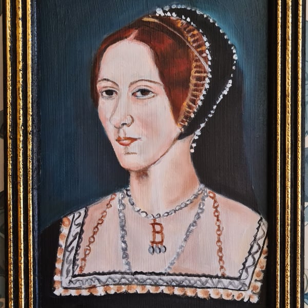 Small original portrait oil painting of Anne Bo... - Folksy