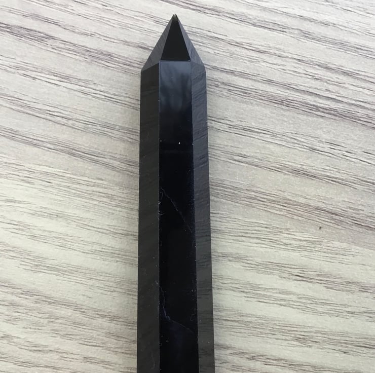 Inky Black Slim Obsidian Standing Point, Home D... - Folksy
