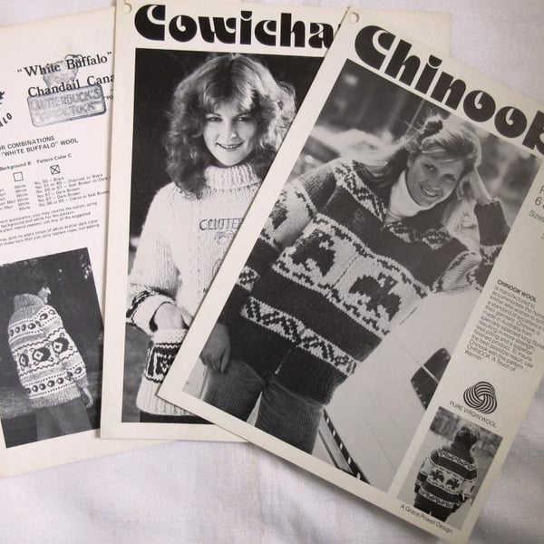 Three vintage Canadian knitting patterns for sw... - Folksy