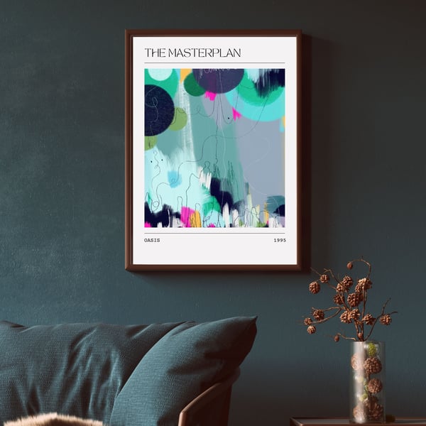 Music Poster Oasis - The Masterplan Abstract Ar... - Folksy