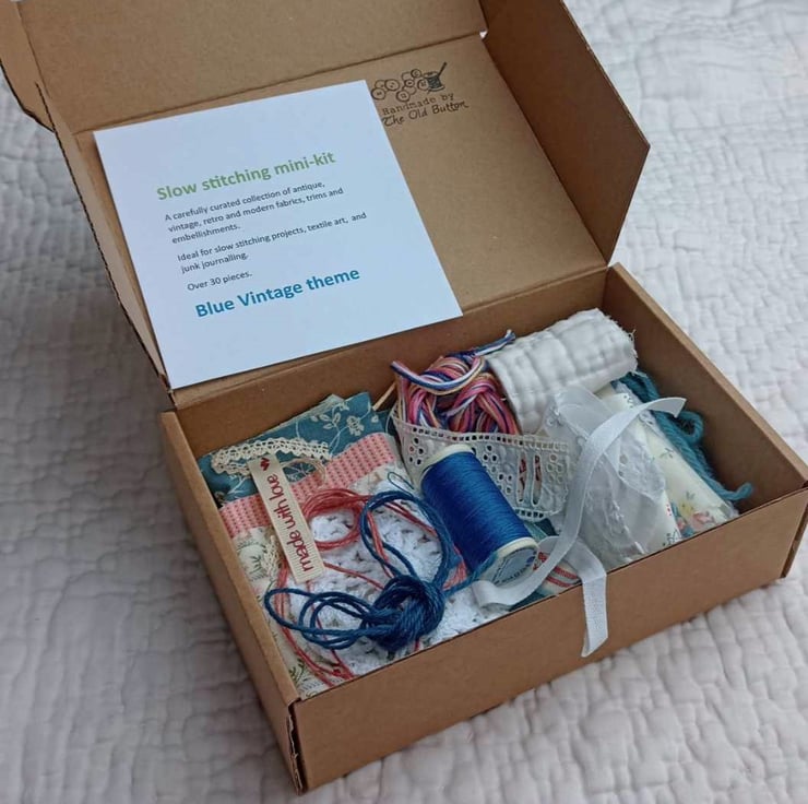 Slow Stitching starter kit - Vintage fabric and... - Folksy