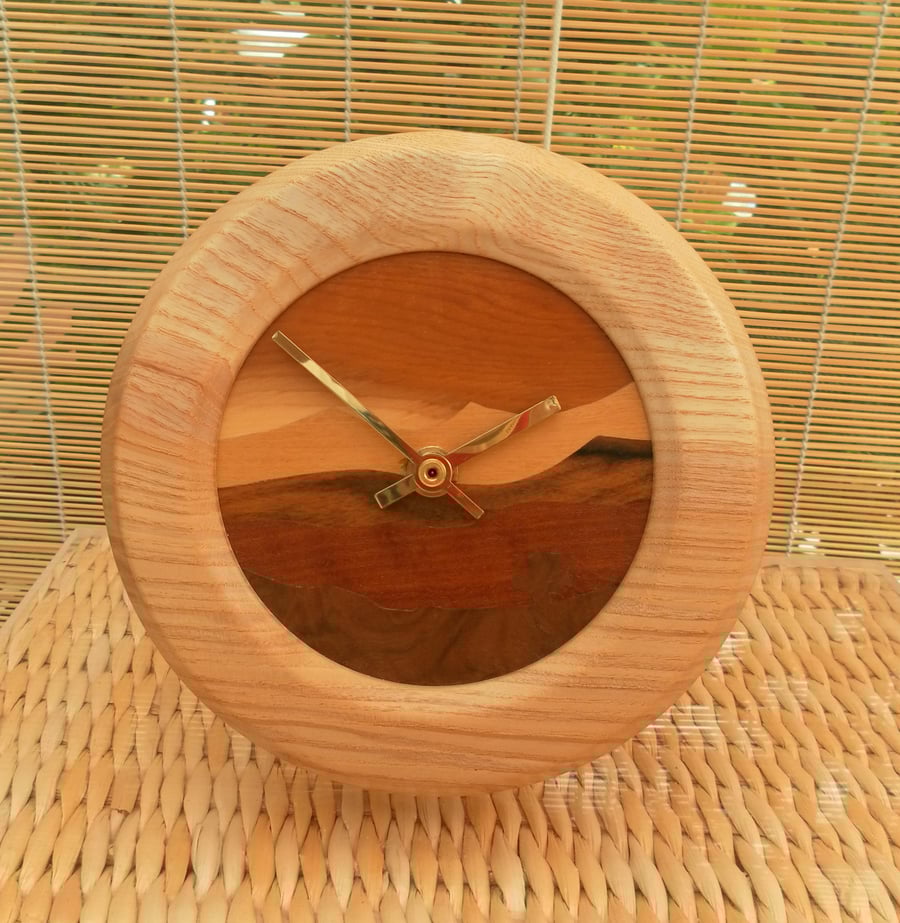 Clock, Hand Cut Wood Veneered Face and Lathe Tu... - Folksy