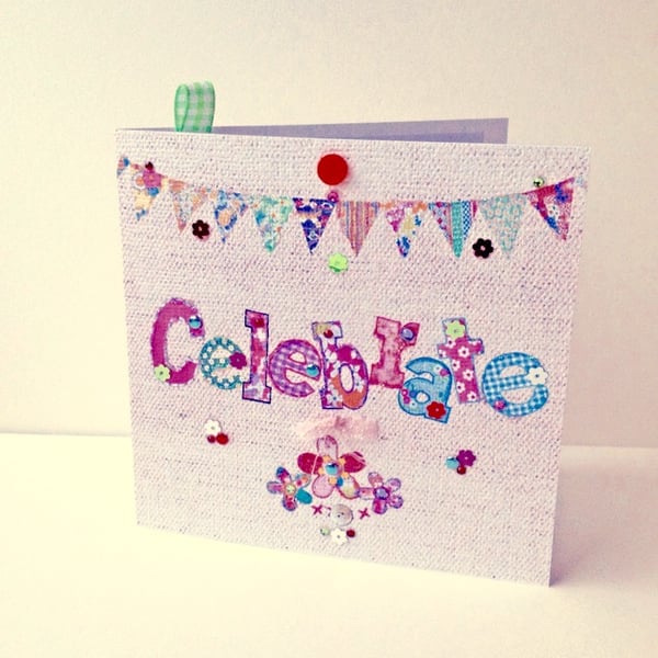 Greeting Card,Celebrate,Printed Applique Design - Folksy